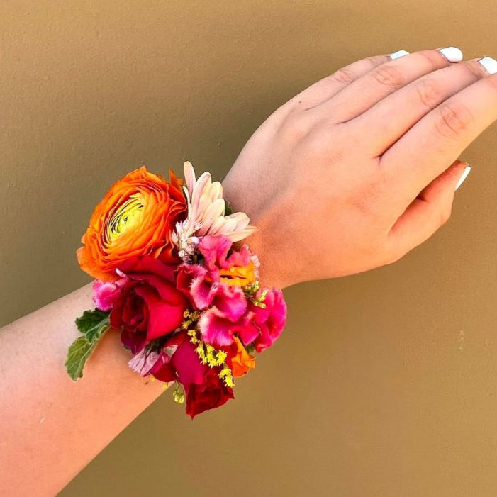 Gold Cuff Corsage | Ribbon Wrist Corsage & The English Garden